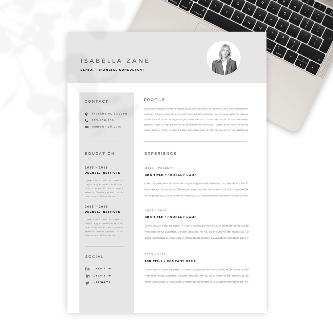 Resume and Cover Letter Template | "greyscale" Instant Digital Download ...