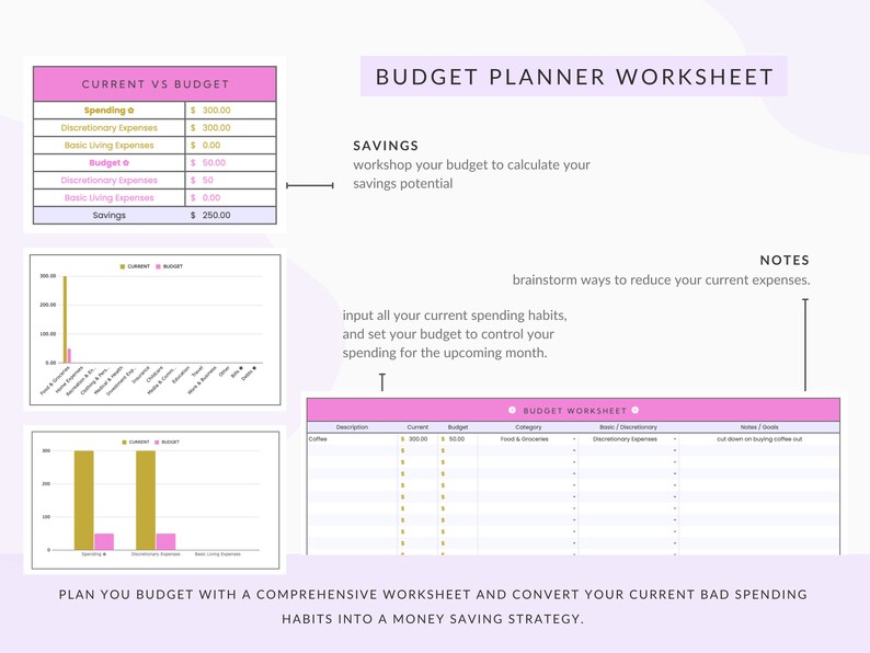 Pink Monthly Budget Spreadsheet for Google Sheets Digital - Etsy UK