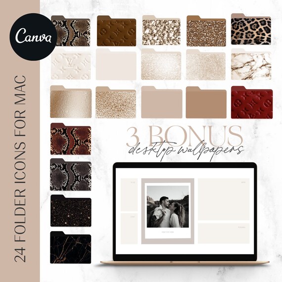 Leopard Print Folder Icons for Mac & Windows Gold Aesthetic - Etsy