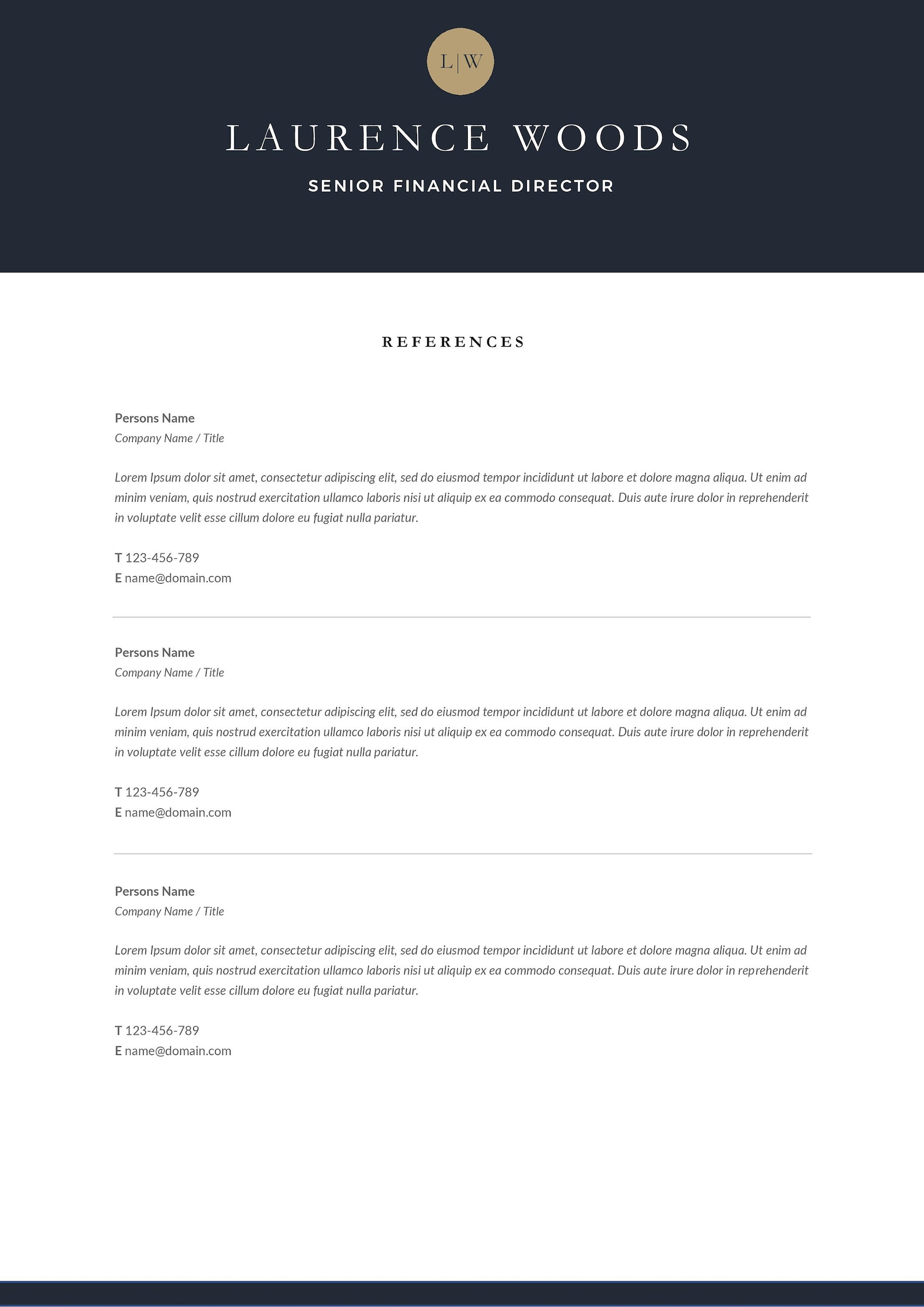 Resume Template 2 Page Navy Blue CV Template Cover Letter - Etsy