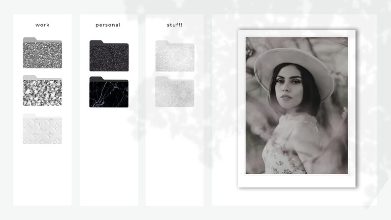 Monochrome Desktop Folder Icons for Mac & Windows Greyscale - Etsy