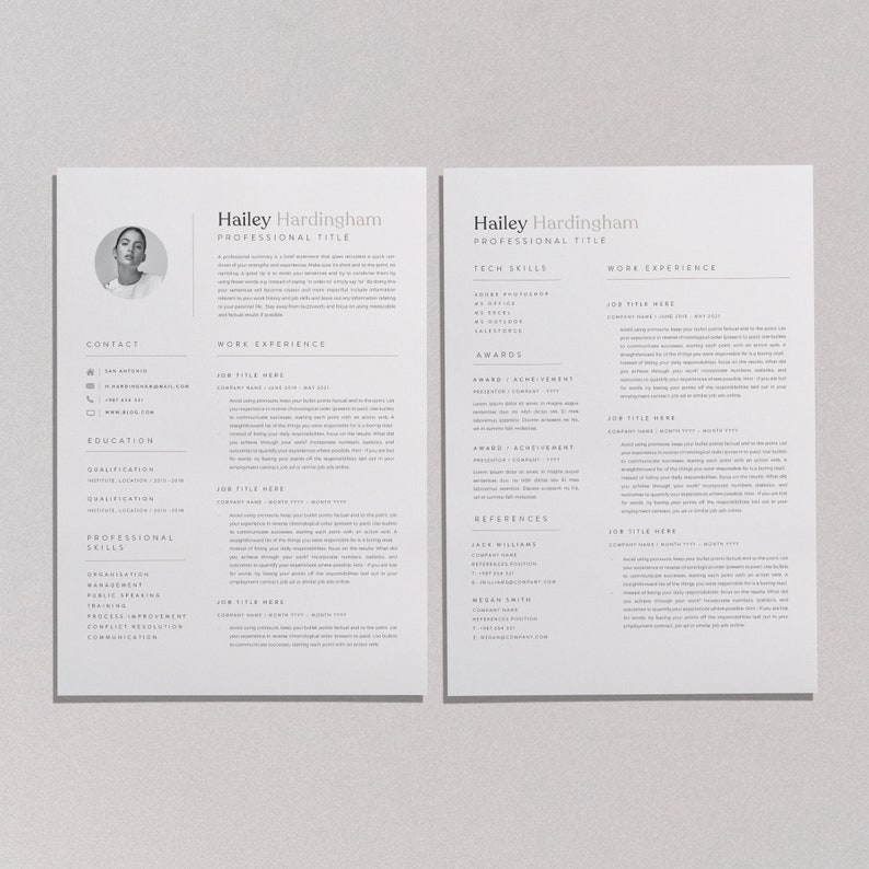One Page Resume Template Instant Download, Cv Template Professional ...