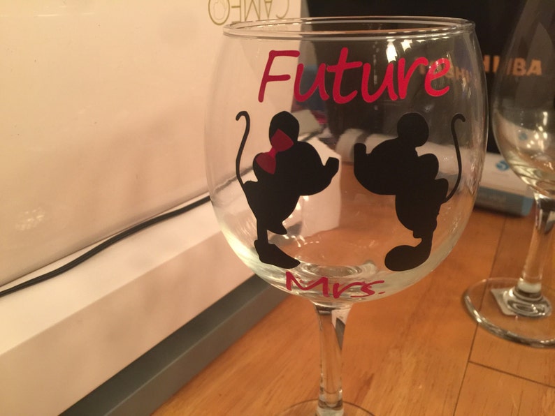 Disney future mrs just engaged wine glass | Etsy