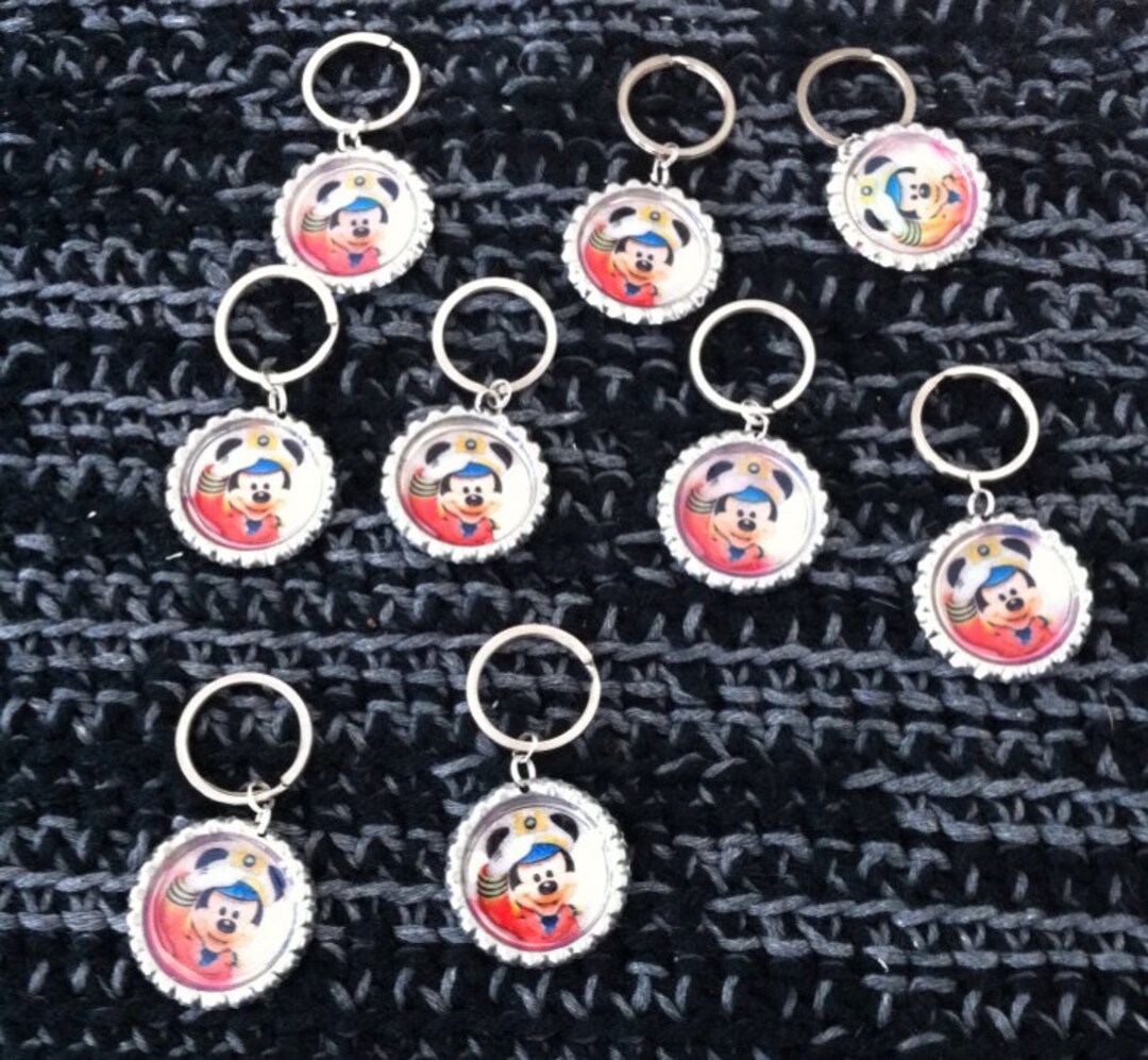 15 DCL Disney Mickey Mouse Bottle Cap Key Chain Great FE or Party Gift ...