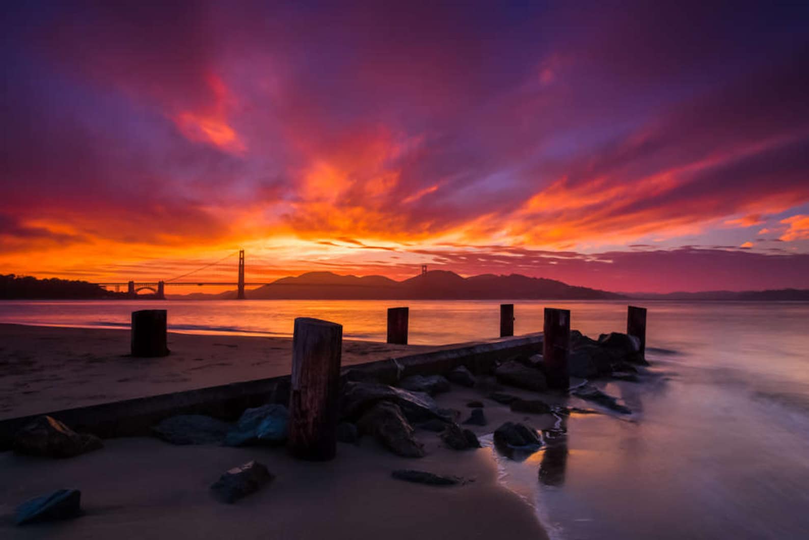 Print San Francisco Bay at Sunset Beautiful San Francisco Beach and ...