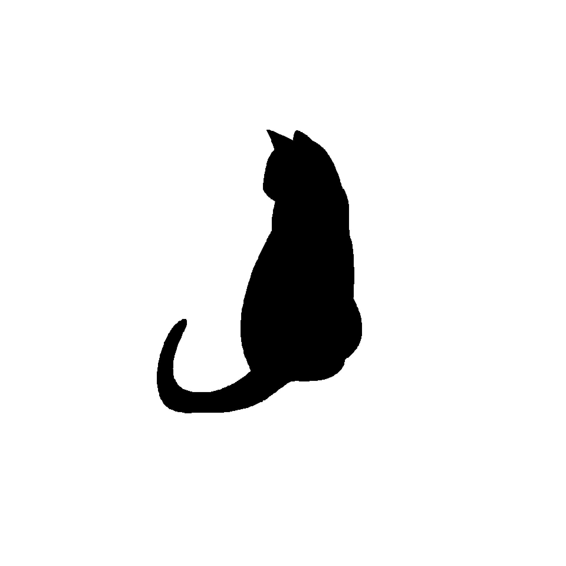 Sitting Cat Silhouette From Back