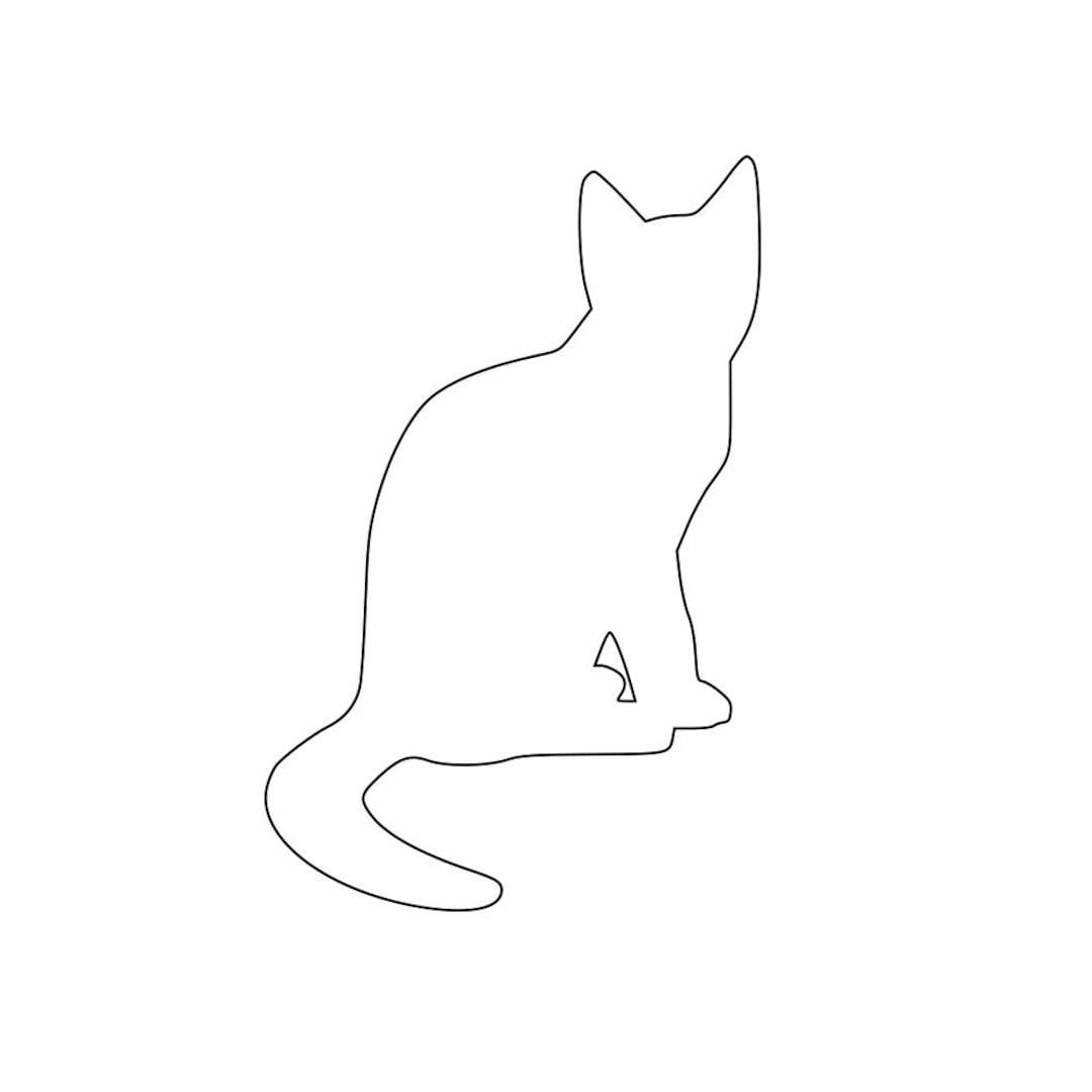 Sitting Cat Outline SVG Vector Digital Download - Hand Drawn Vector ...