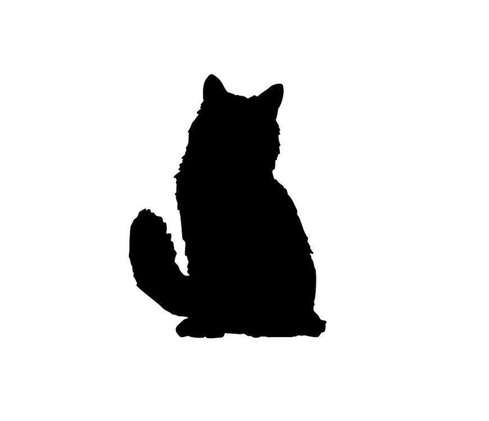 Fluffy Cat Silhouette Graphic Instant Download SVG and PNG - Etsy