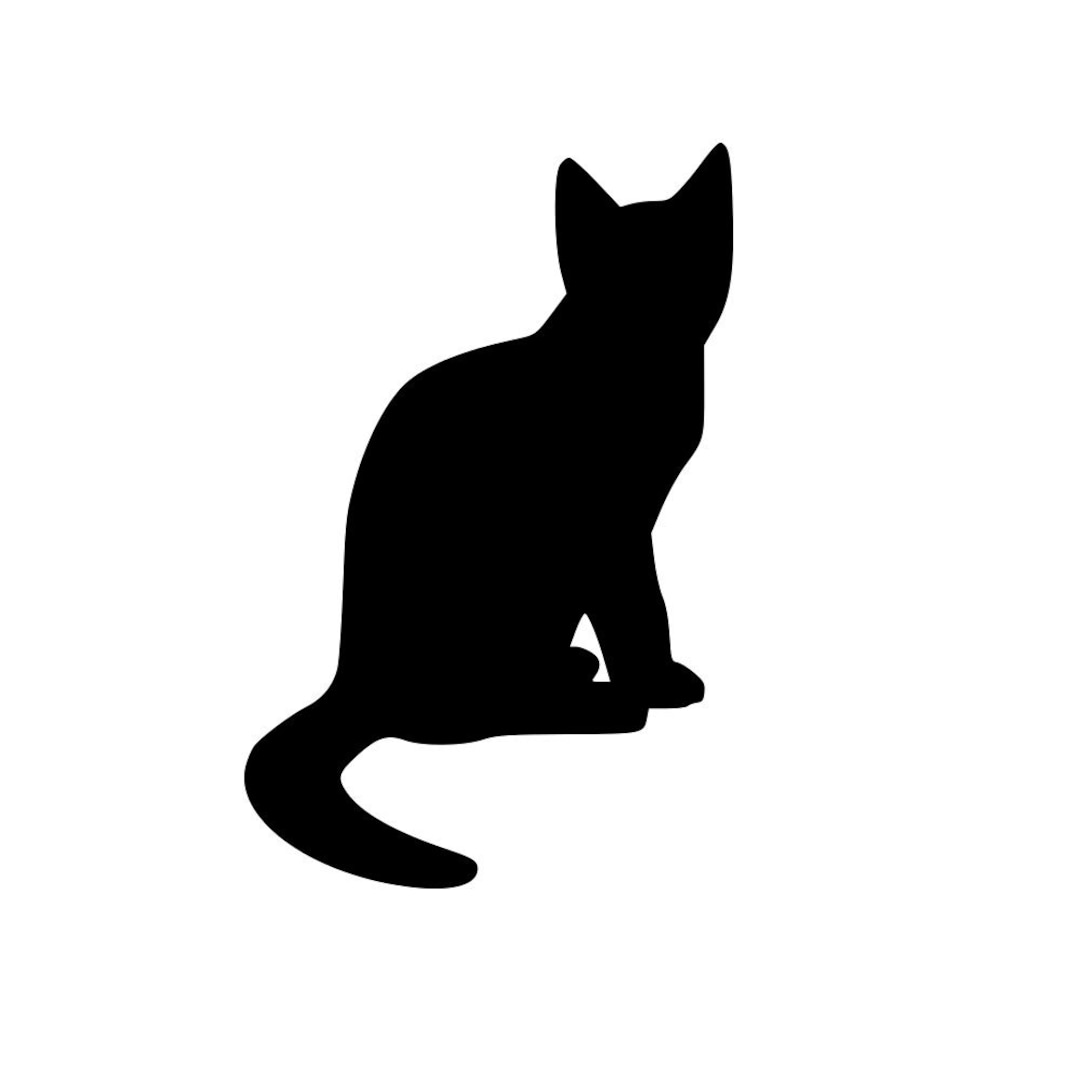 Sitting Cat Silhouette SVG Vector Digital Download - Hand Drawn Vector ...