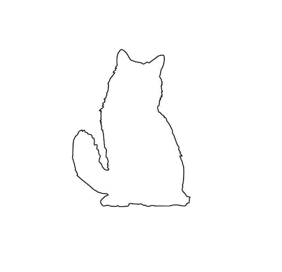Fluffy Cat Outline Graphic Instant Download SVG and PNG | Etsy