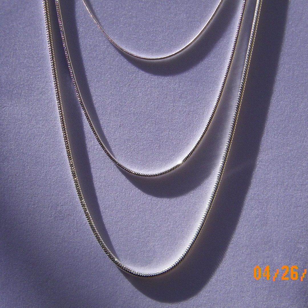 20 Inch Sterling Silver Snake Chains, 1mm Silver Chain, 20 Inch Silver ...