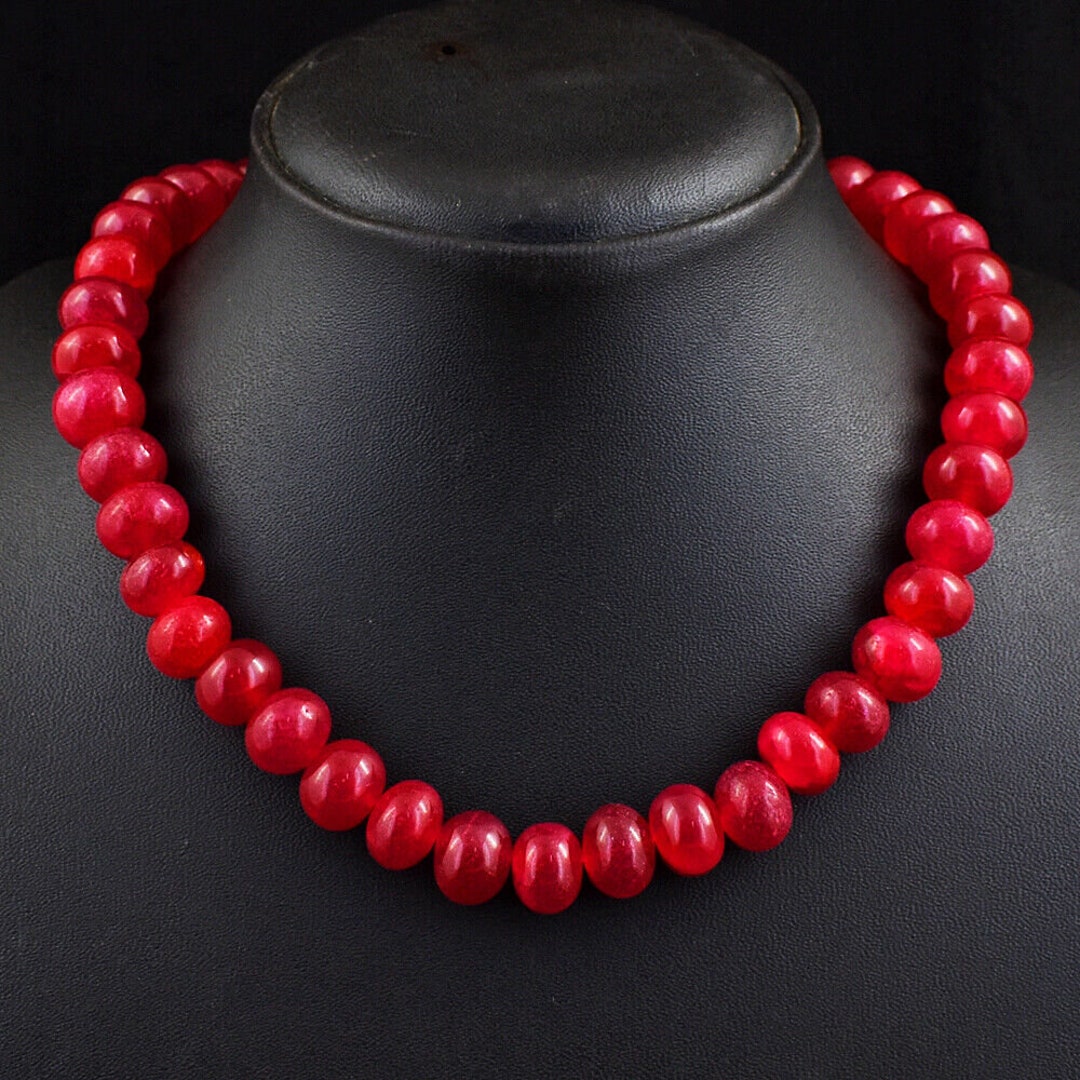 RUBY Genuine Beaded Necklace, Earth Mined Natural Gemstone, Handcrafted ...