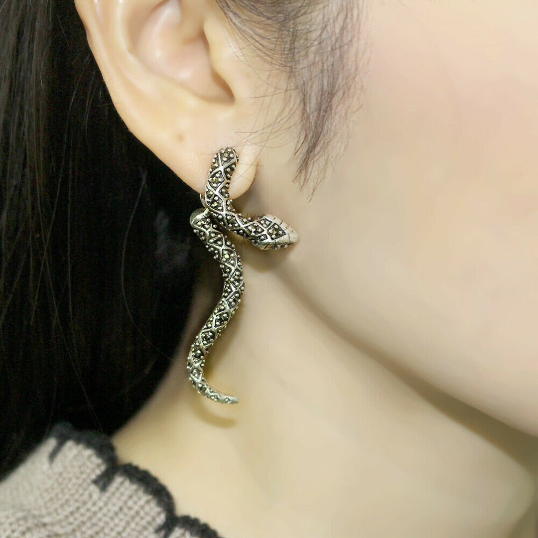 Silver COBRA Snake Earrings: Sterling Silver Snake Earrings, Genuine ...