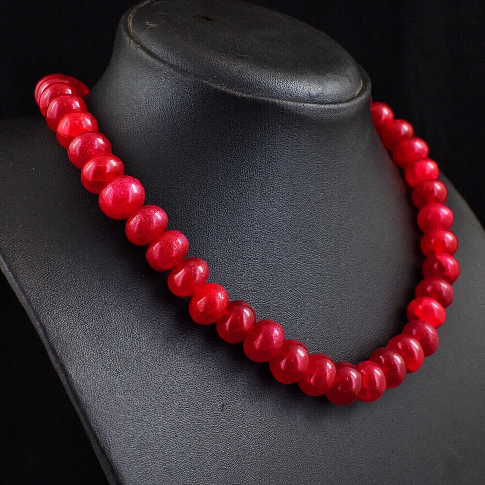 RUBY Genuine Beaded Necklace, Earth Mined Natural Gemstone, Handcrafted ...