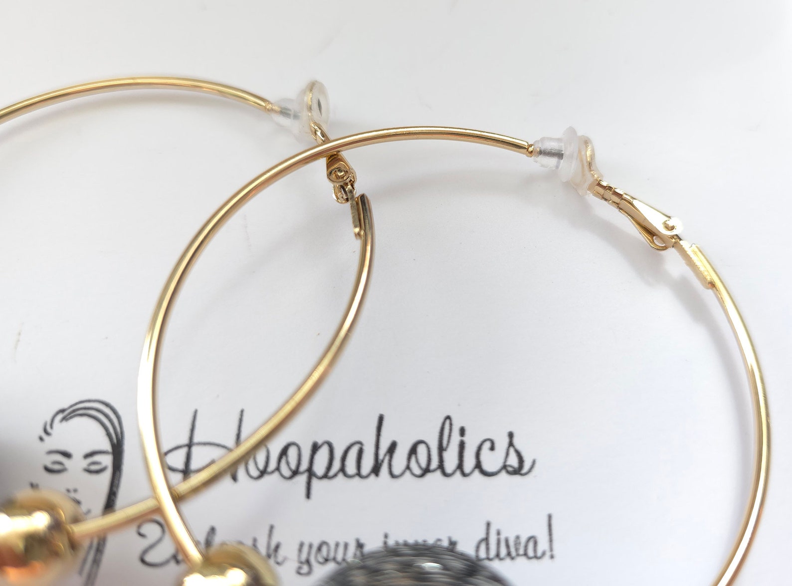 1 Pair Gold CLIP ON Hoop Earrings - 2.5" Gold Tone Wire Hoop Earrings ...