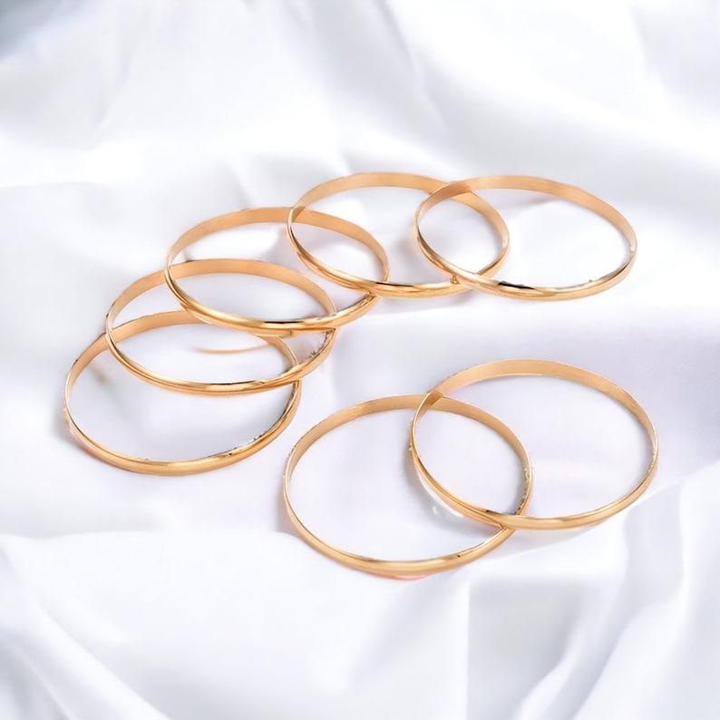 Set of 7 Gold or Silver Colored STAINLESS STEEL Shiny Plain Chunky Wide ...
