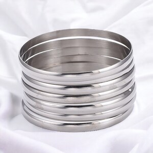 Set of 7 Gold or Silver Colored STAINLESS STEEL Shiny Plain Chunky Wide ...