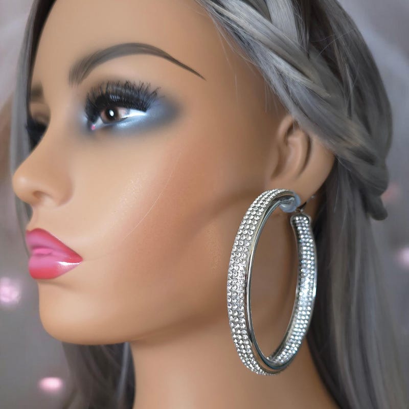Rhinestone Hoops - Etsy