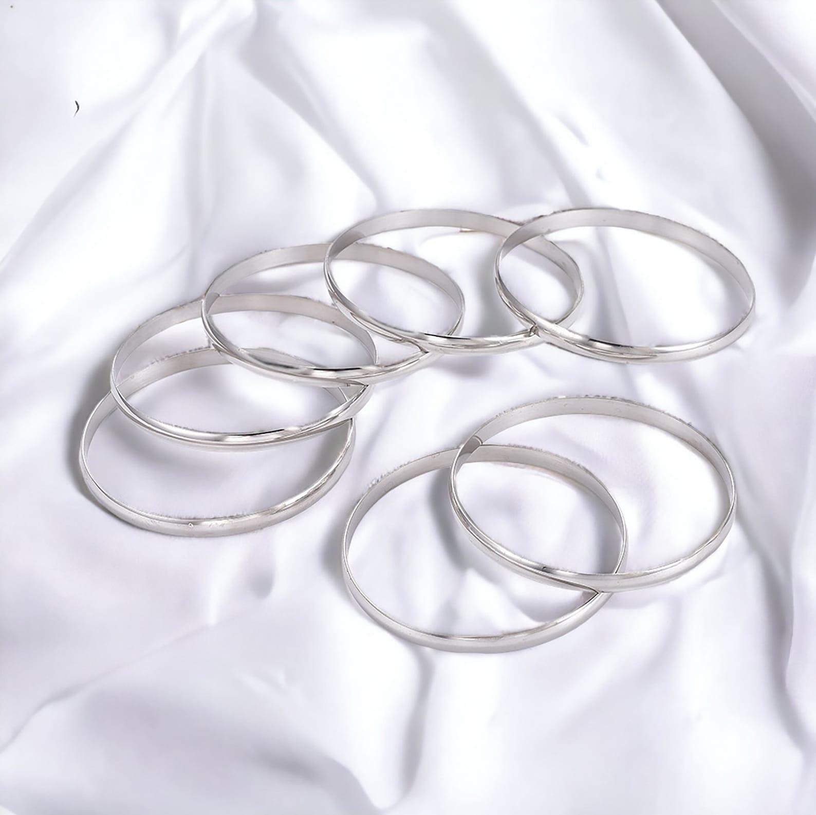 Set of 7 Gold or Silver Colored STAINLESS STEEL Shiny Plain Chunky Wide ...