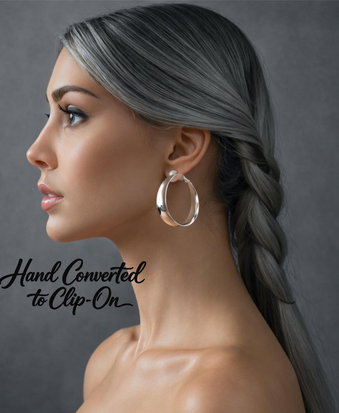 Sterling Silver Plated Hoop Clip-on Earrings | Concave Tube, Non ...