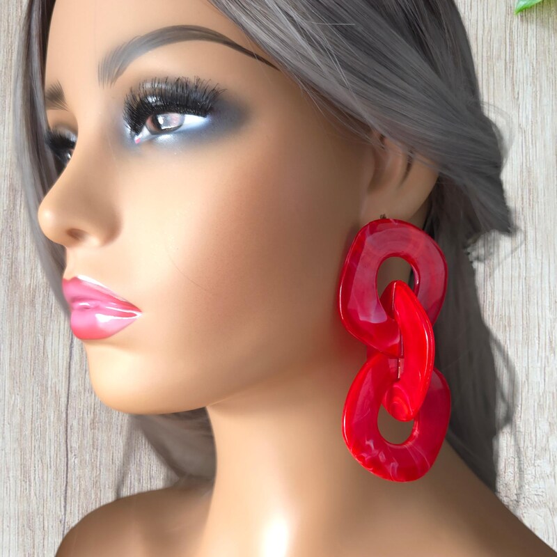 Big Red Earrings - Etsy