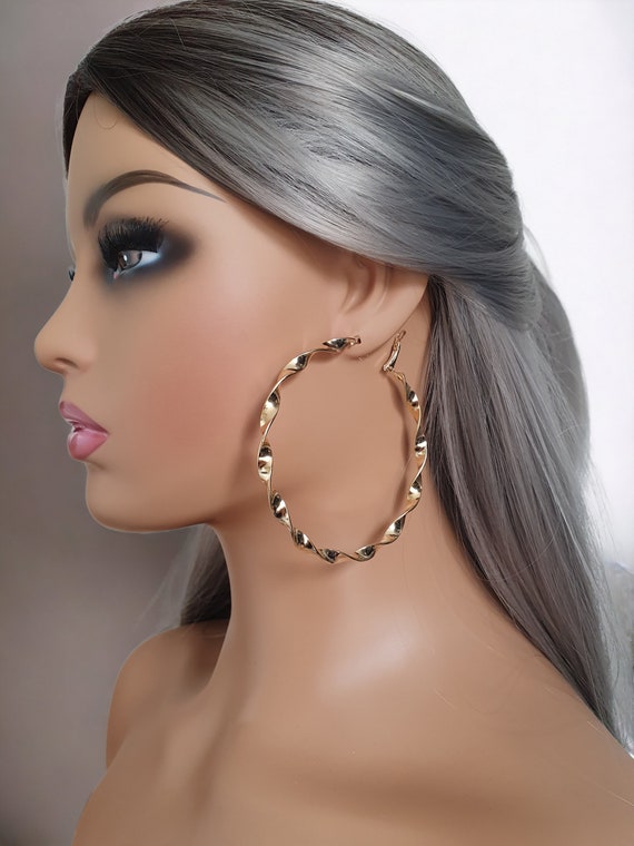 Big twisted hoop earrings store