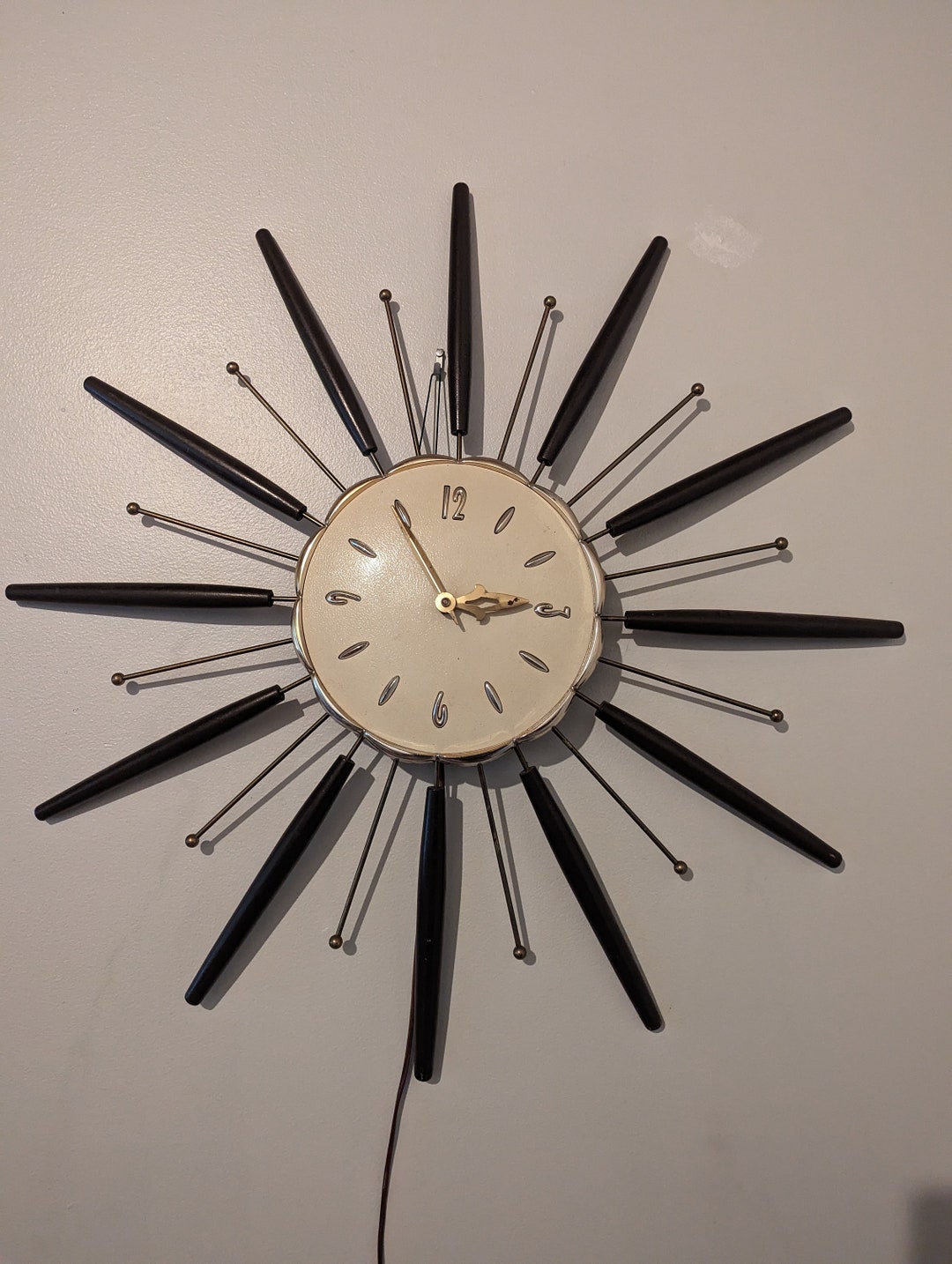Mid-century Vintage Lux Starburst Clock 1963 Robert Shaw Teak With ...