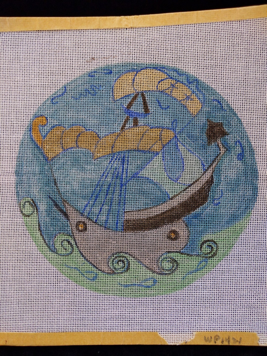 Medium: Hand Painted Needlepoint Canvas, Ship Image Needlepoint ...
