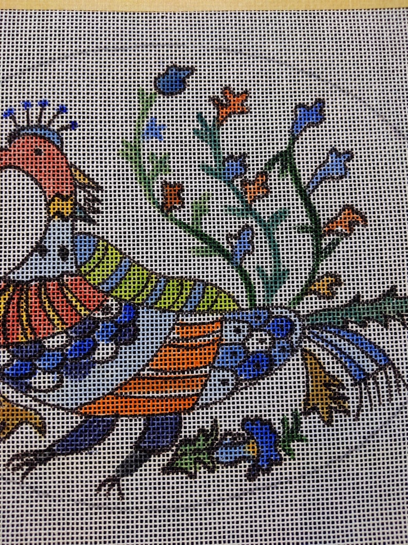 Medium Hand Painted Needlepoint Canvas of 17th Century Greek Plate - Etsy