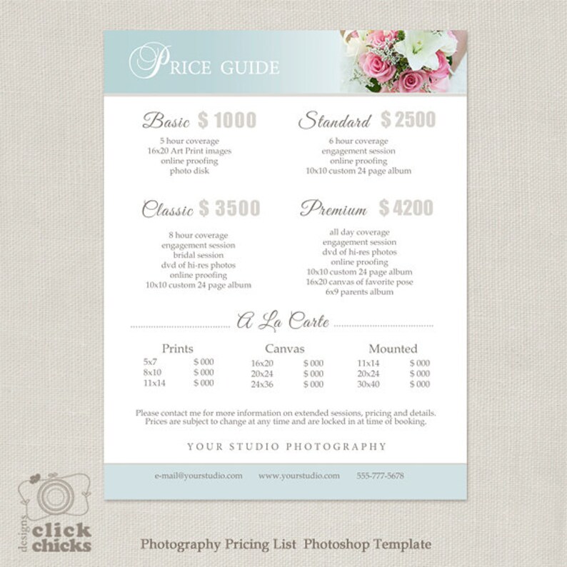 C176 Photography Pricing Guide Price Sheet 022 Wedding Photography C176 Photography Pricing Guide Price Sheet 022 Wedding Photography
