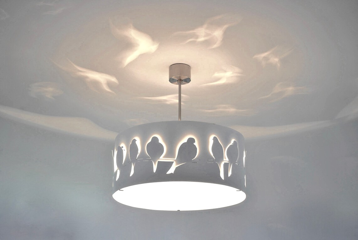 Modern Lamp, Ceiling Light WHITE BIRDS - Etsy Canada