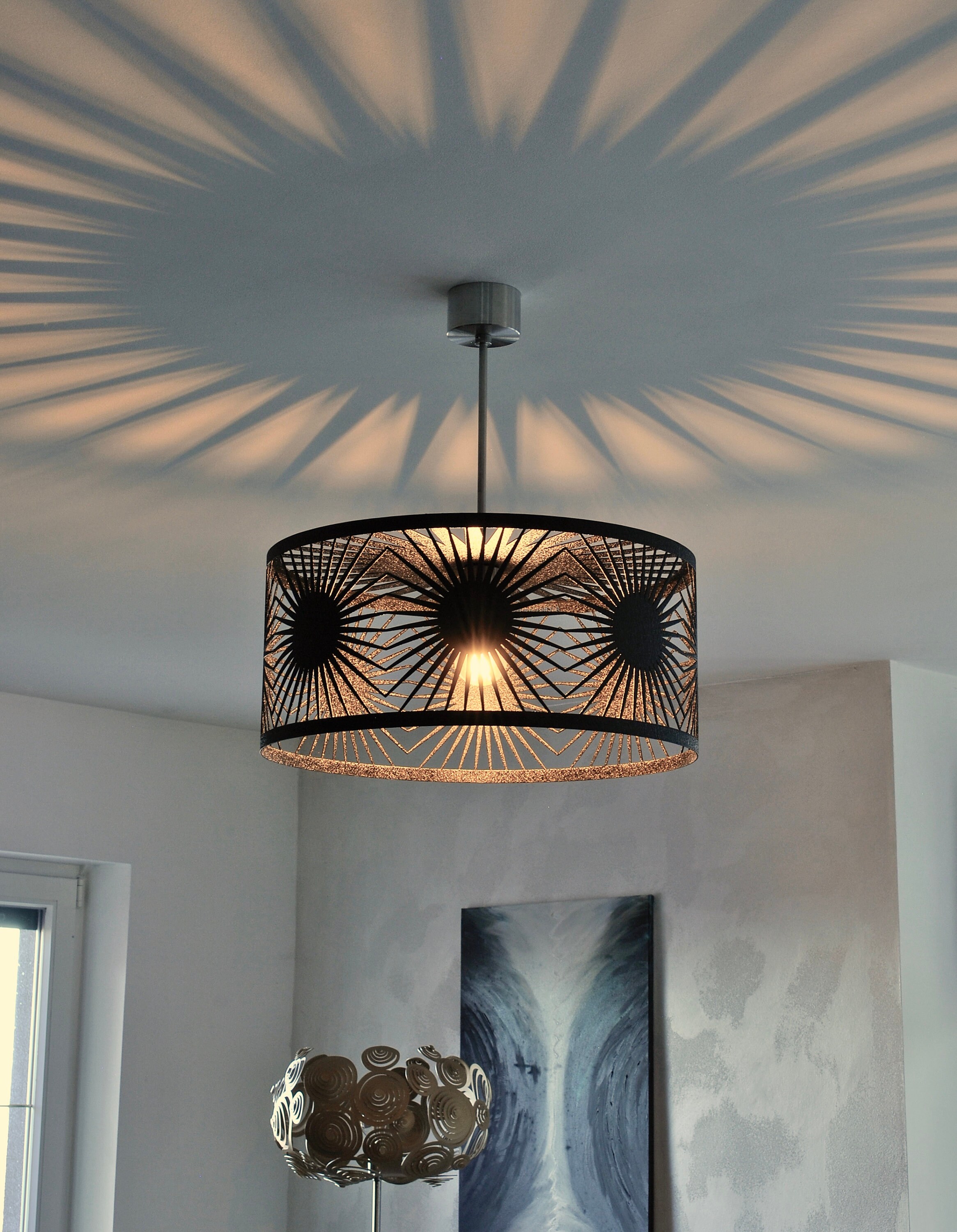 Modern Lamp ceiling light geometric HELIOS crystal black | Etsy