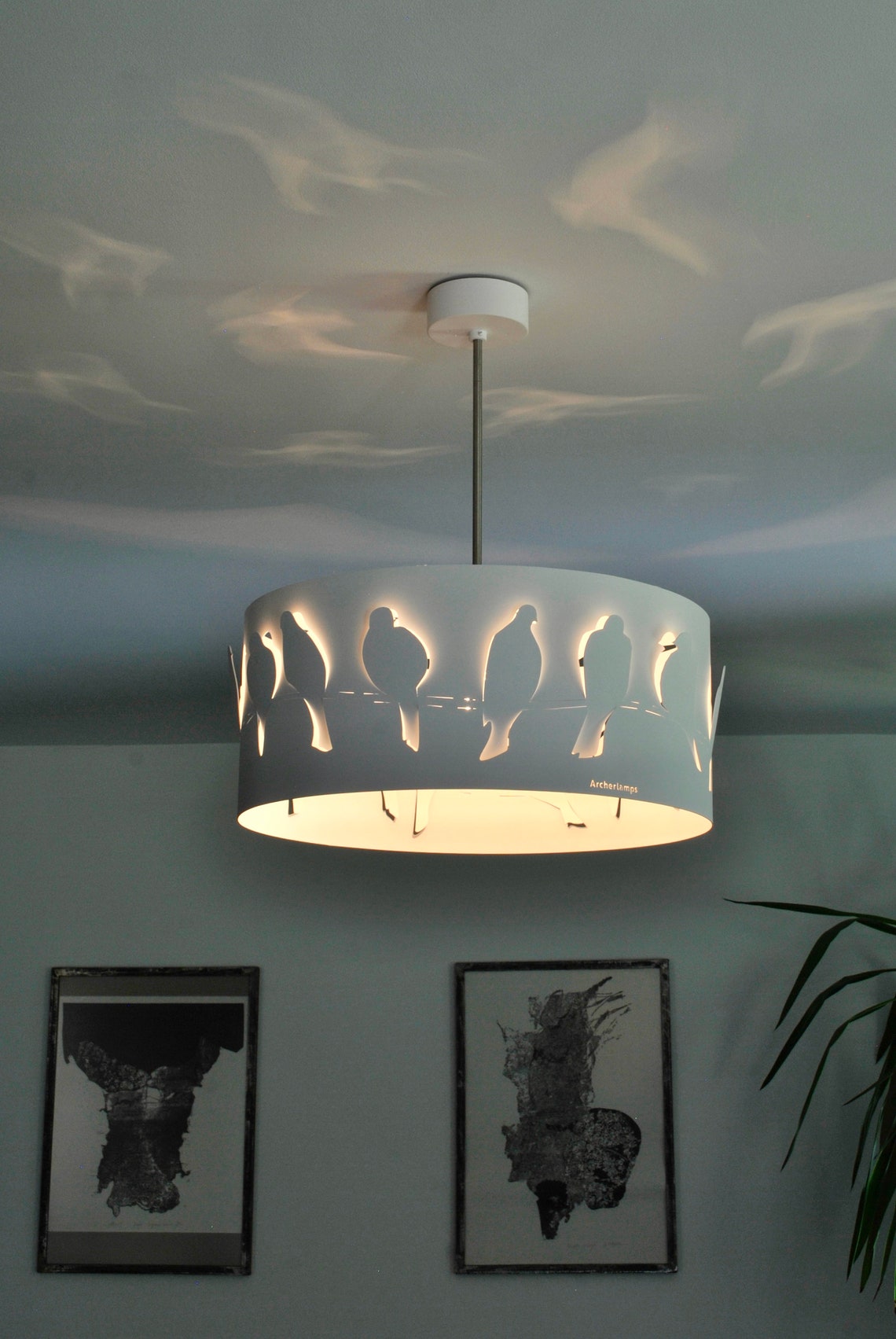 Modern Lamp, Ceiling Light WHITE BIRDS - Etsy Canada