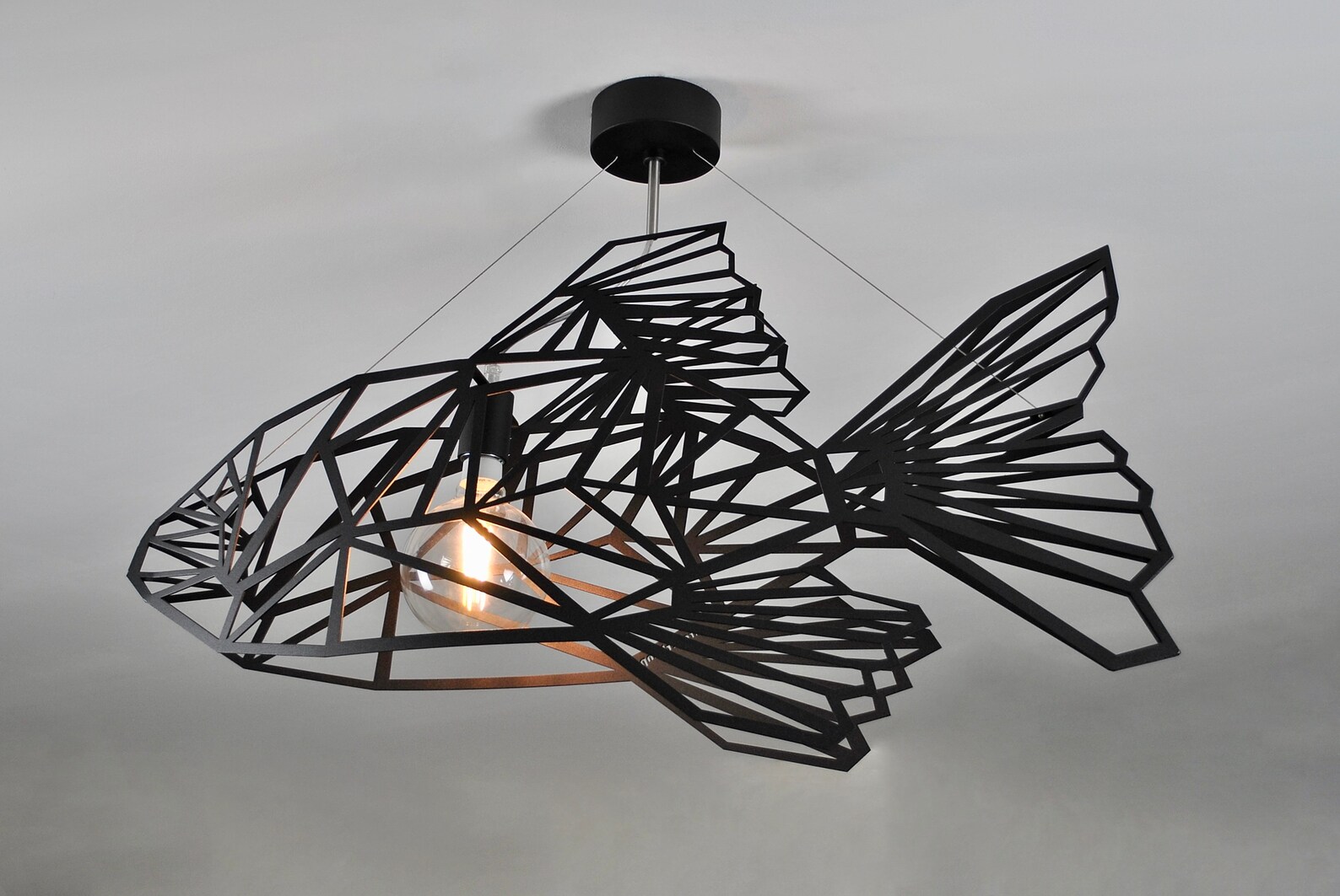 Ceiling Light, Fishmetrics Black, Unique Design, Steel Lamp Fish Light ...