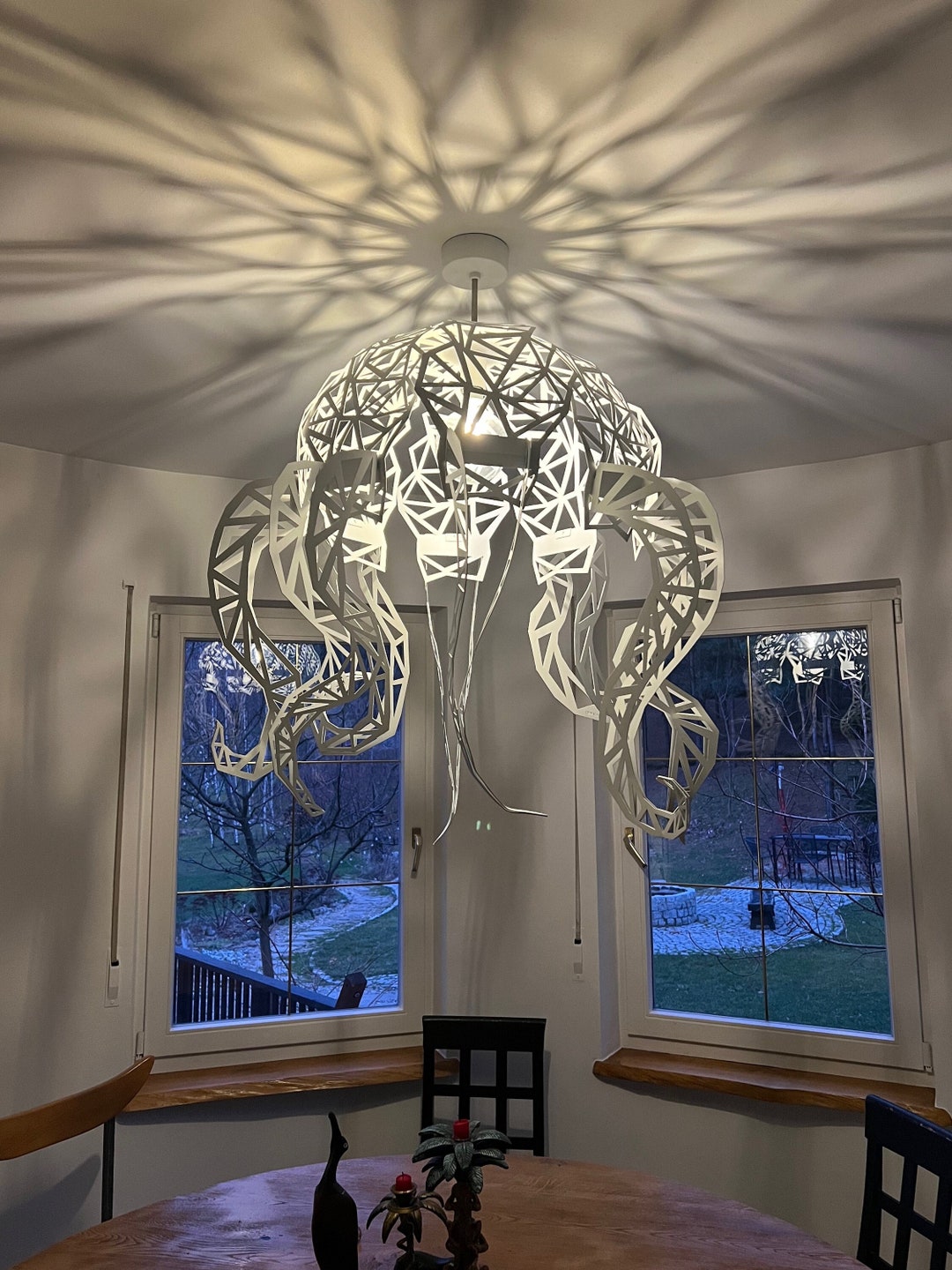 Handcrafted Steel Octopus Ceiling Lamp - Nautical Lighting Fixture for ...