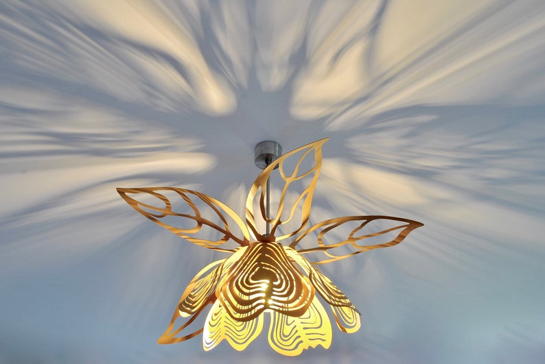 Modern Lamp Unusual Design Ceiling Light GOLD FLOWER - Etsy
