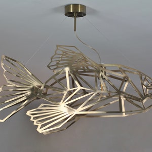 Gold Ceiling Light, Fishmetrics, Unique Design, Stainless Steel, Fish ...
