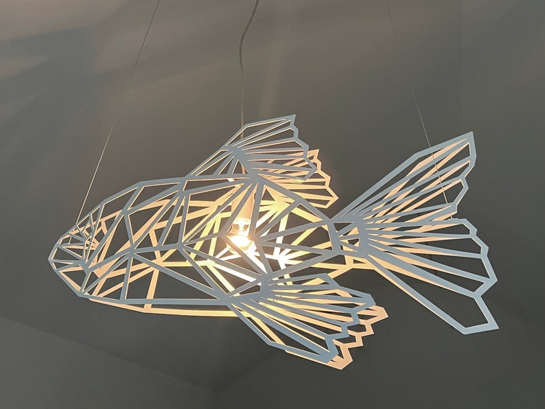 Ceiling Light Fishmetrics Unique Design White Steel Fish - Etsy
