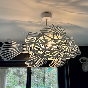 Scorpion Fish Ceiling Light, Unique White Steel Designer Fish Lamp - Etsy