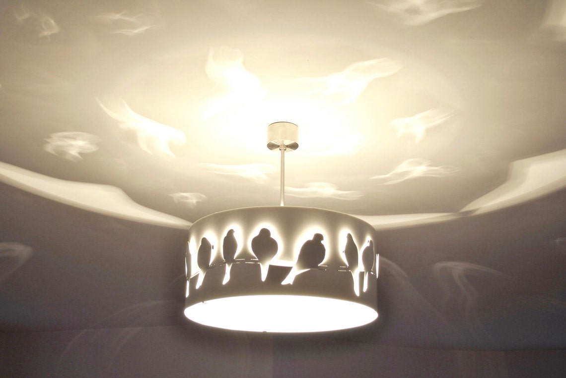 Modern Lamp Ceiling Light WHITE BIRDS - Etsy