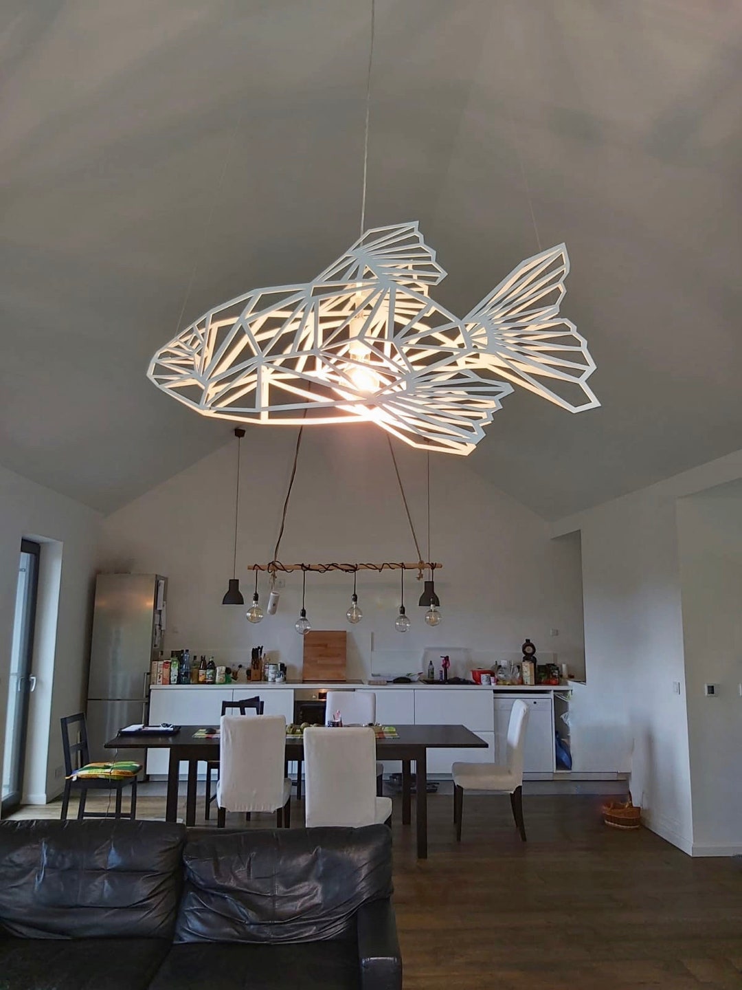 Ceiling Light, Fishmetrics, Unique Design, White Steel, Fish Light ...