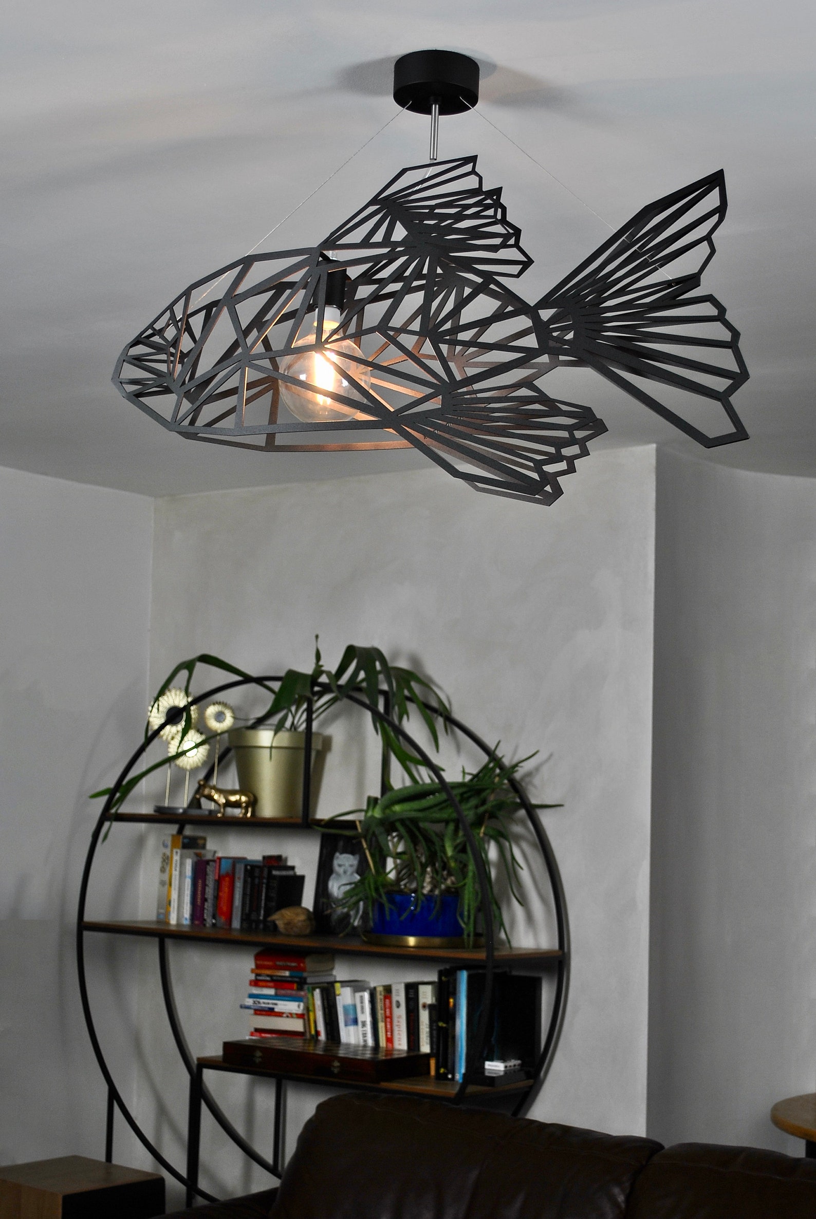 Ceiling Light, Fishmetrics Black, Unique Design, Steel Lamp Fish Light ...