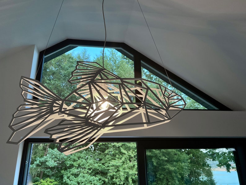 Ceiling Light Fishmetrics Unique Design White Steel Fish - Etsy