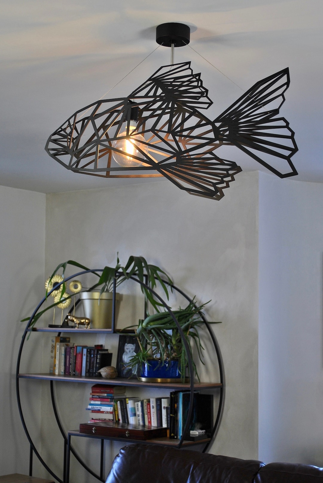 Ceiling Light, Fishmetrics Black, Unique Design, Steel Lamp Fish Light ...
