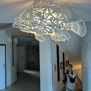 Scorpion Fish Ceiling Light, Unique White Steel Designer Fish Lamp - Etsy