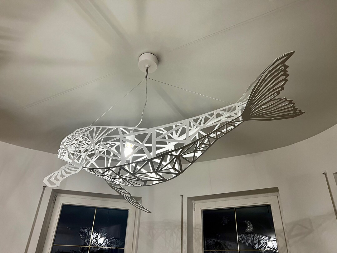 Whale Lamp, Unique Marine Design Ceiling Lamp, White Steel, Modern ...