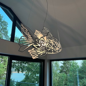 Ceiling Light Fishmetrics Unique Design White Steel Fish - Etsy
