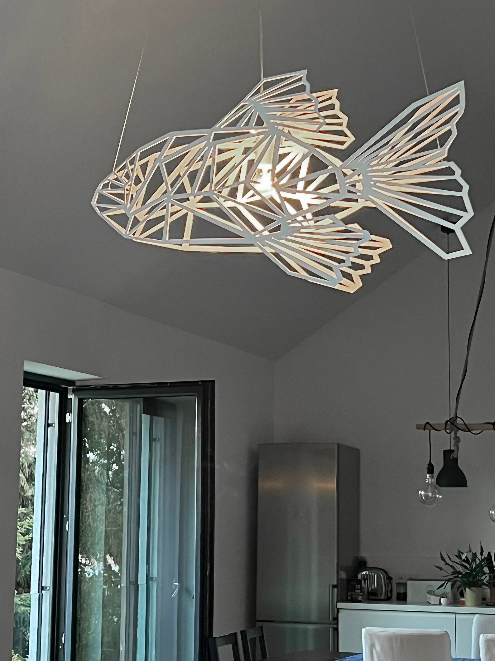 Ceiling Light Fishmetrics Unique Design White Steel Fish - Etsy