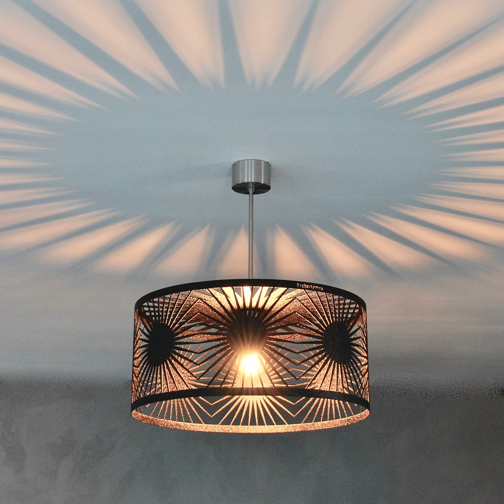 Modern Lamp ceiling light geometric HELIOS crystal black | Etsy