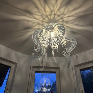 Handcrafted Steel Octopus Ceiling Lamp - Nautical Lighting Fixture for ...